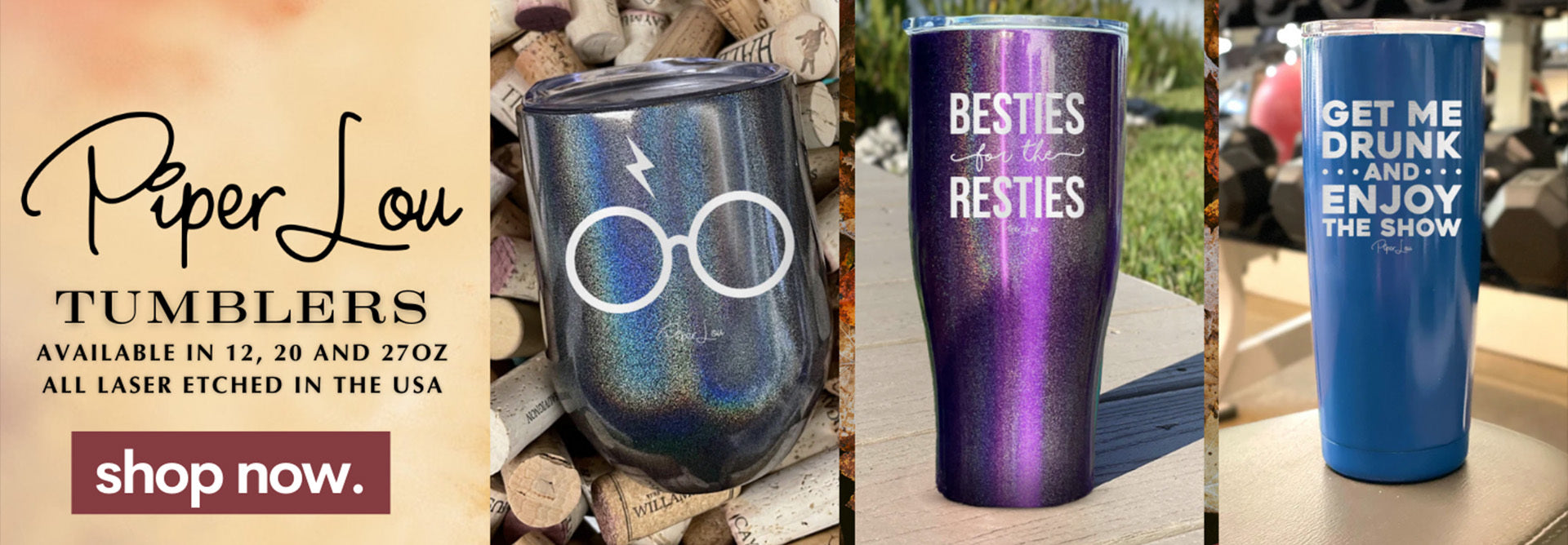 Piper Lou Collection · Apparel, Tumblers, Hats, Stemless Wine Cups